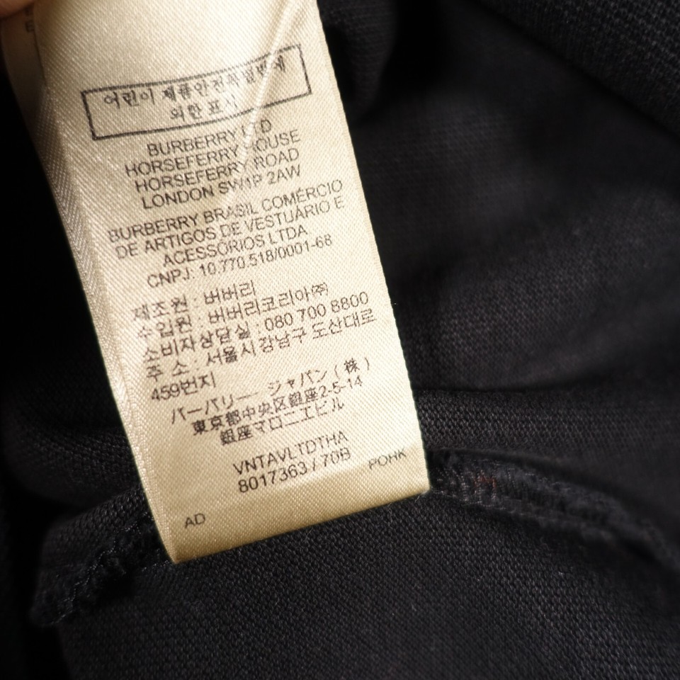 Burberry Uniform Polo T Shirt Mens Medium Black Short Sleeve Designer ...