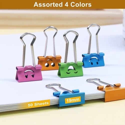 Smiling Binder Paper Clips - 40 Pcs 19mm Mini Colored Metal Fun Clip ...