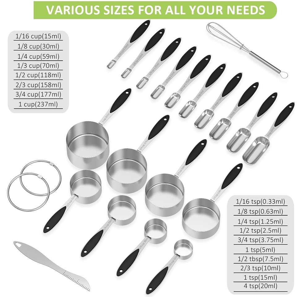 Measuring Cups and Spoons - Stainless Steel 20 Piece Stackable Set ...