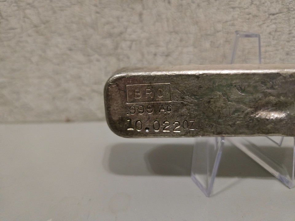 BRC 10oz Silver Bar .999 AG (10.022 oz) Vintage Ingot, Silver Bar ...