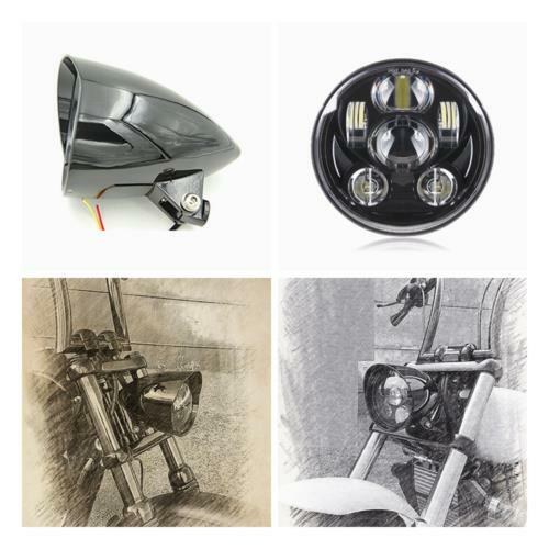 5.75" Gloss black LED daymaker bullet headlight Harley DYNA WIDE GLIDE ...