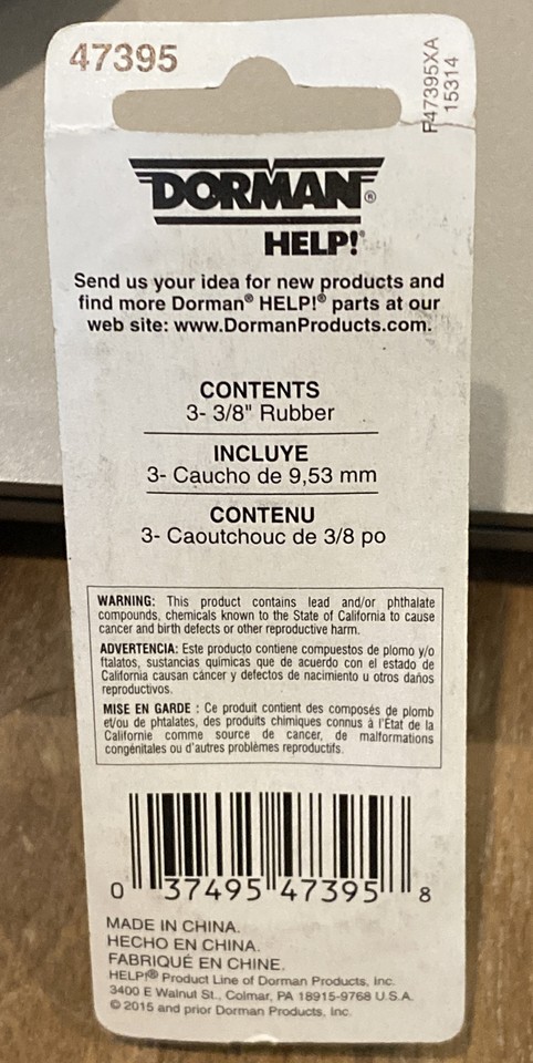 Dorman 4-47395 Set Of Three 3/8" Rubber Vacuum Caps | eBay