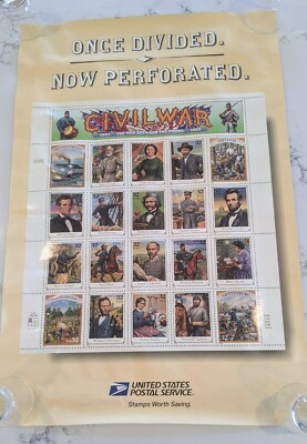 Civil War Commemorative Stamp Poster USPS Rare 36" X 24" famous ...