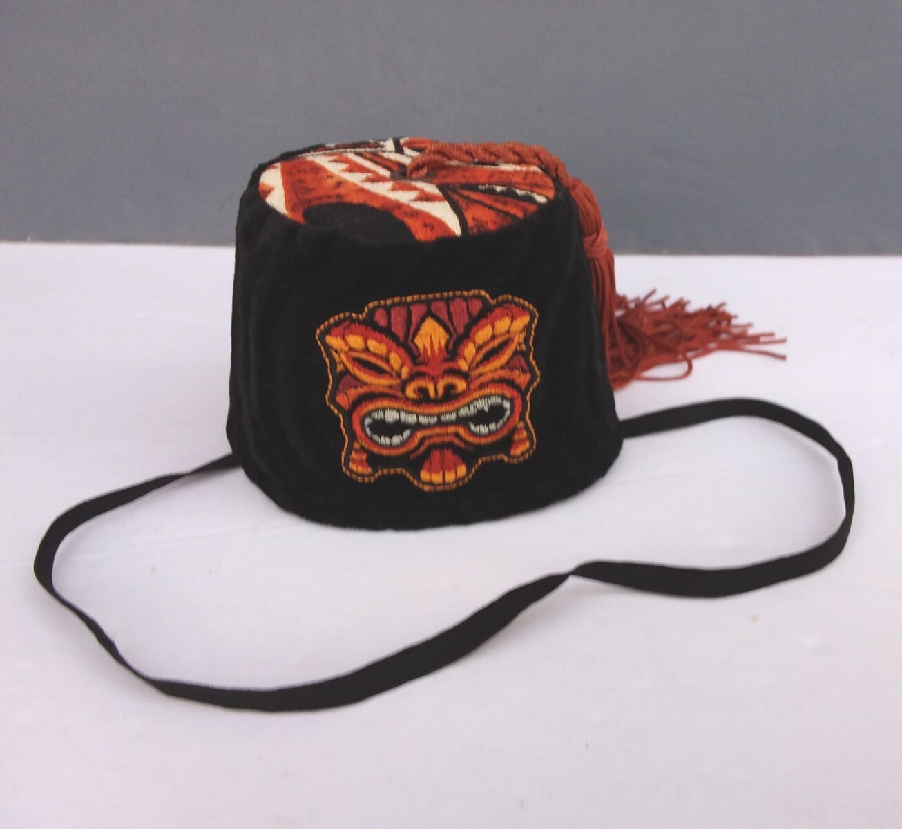 Embroidered Tapa cloth FEZ-O-RAMA HAKU TIKI GOD MINI FEZ HAT fascinator ...