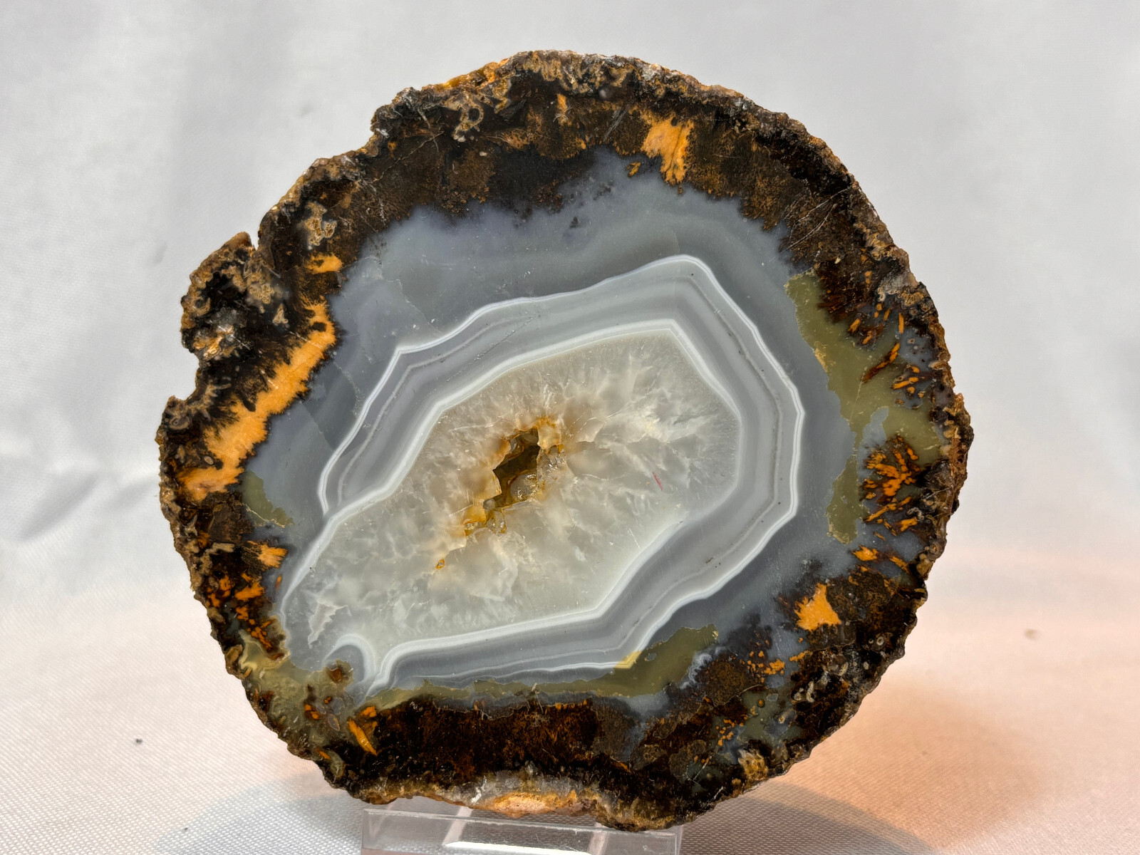 Blue / Grey Geode Nodule Rock Quartz Mineral Rock Specimen Polished ...