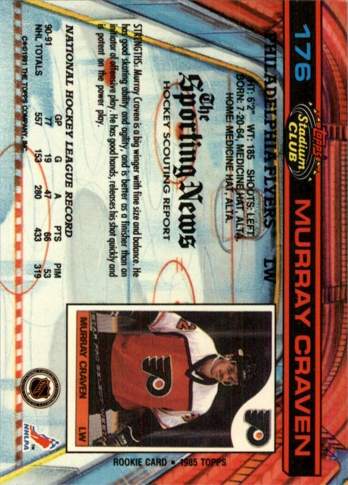1991-92 Stadium Club NHL Murray Craven #176 | eBay