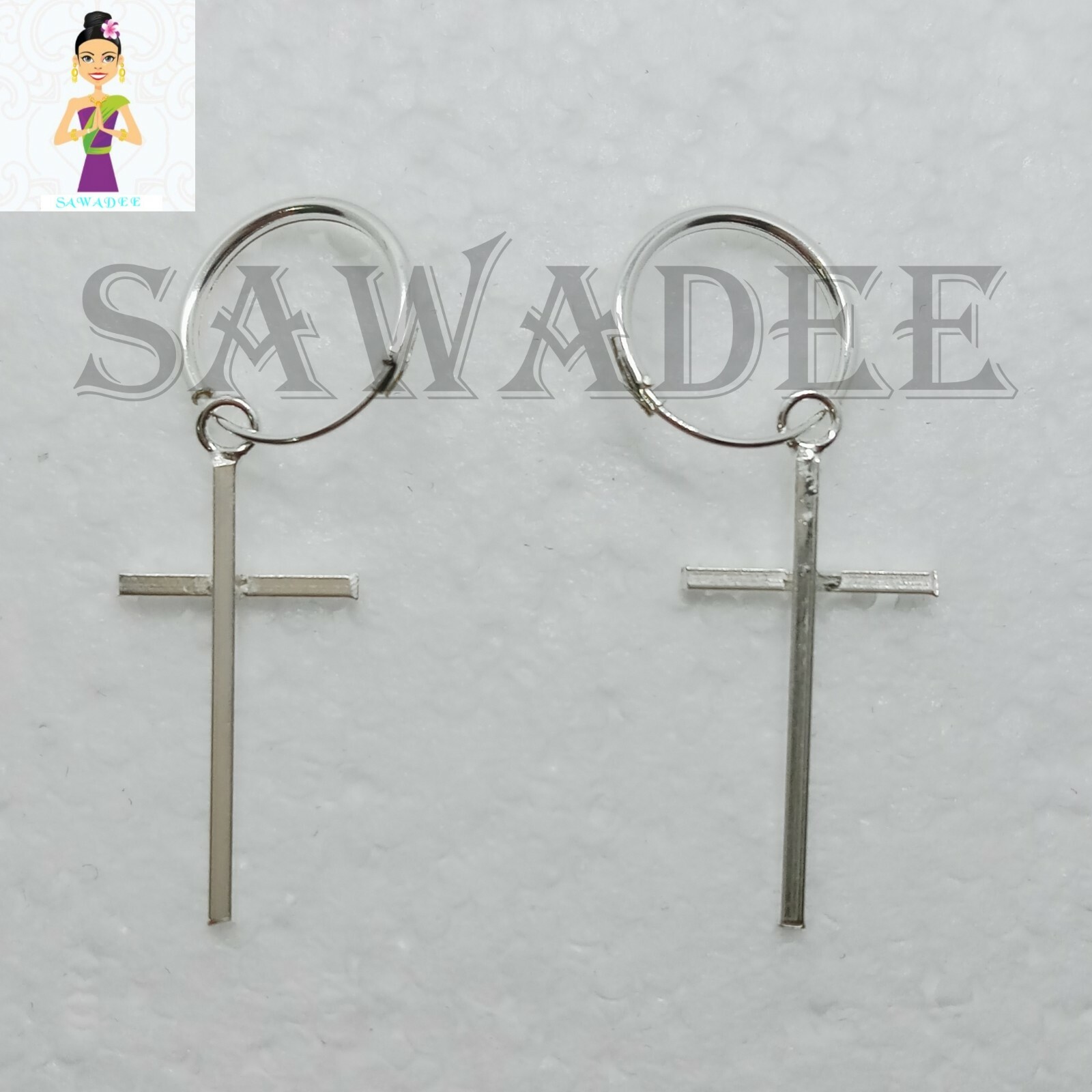 Earring Band Cross Man Woman Silver 925 | eBay Australia