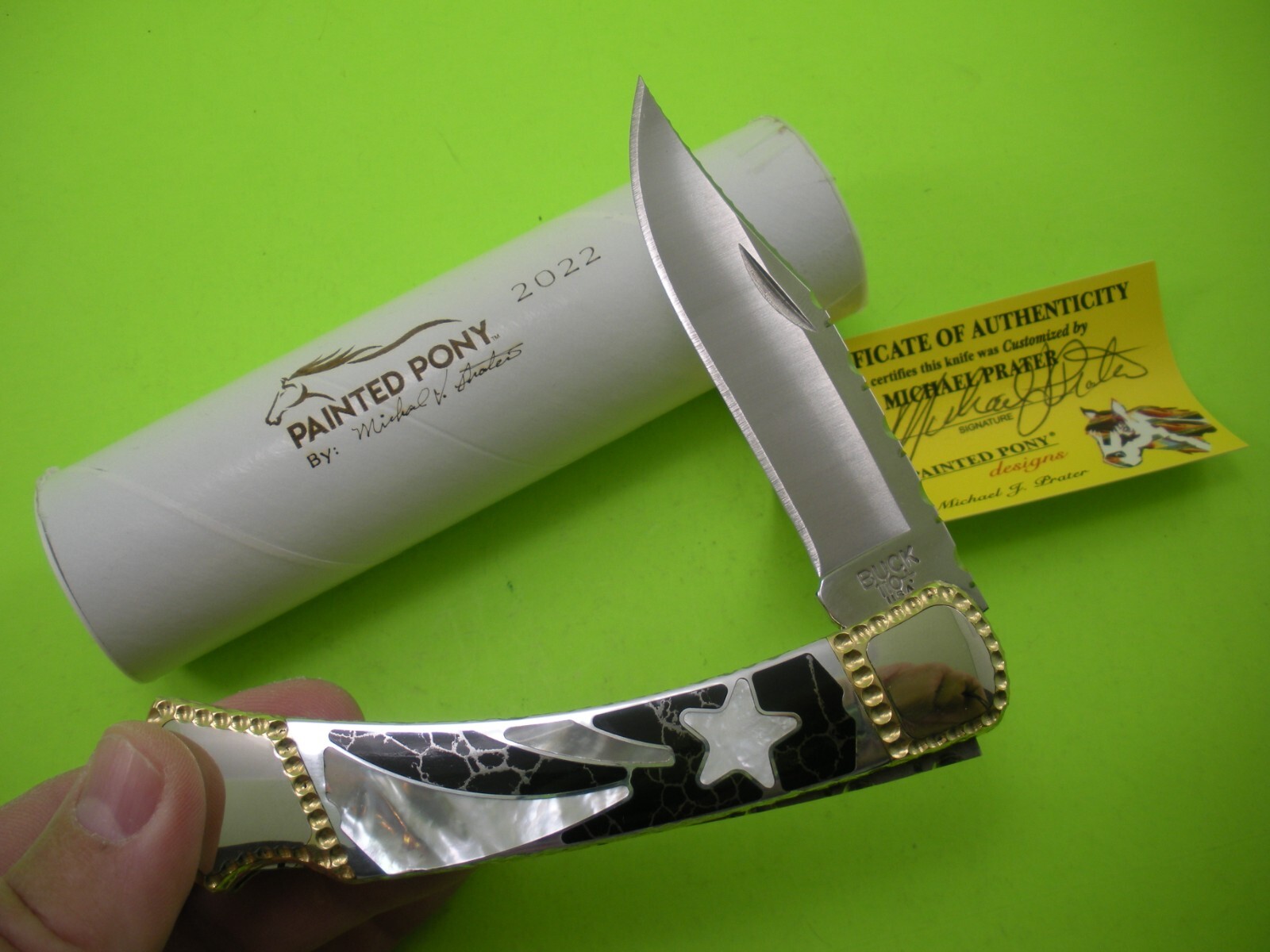 BUCK 110 Knife...Michael Prater Custom Painted Pony | eBay