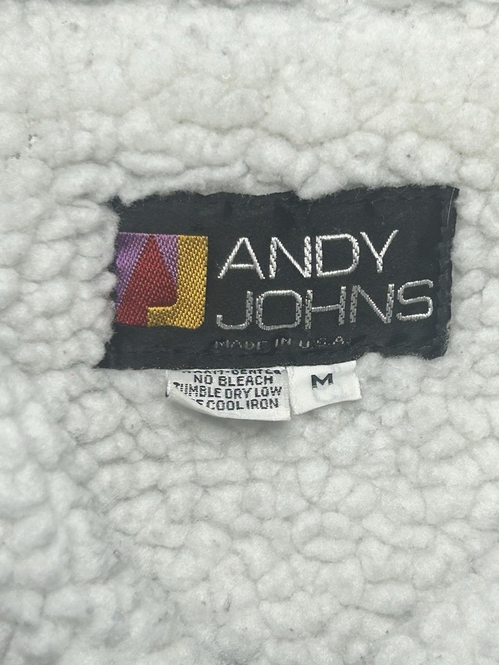 VTG Andy Johns Sherpa Lined Denim Bomber Jacket With Buttons And Zipper ...