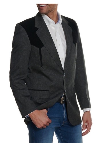 Circle S Men's Western/Cowboy Charcoal Grey And Black Sport Coat Size ...