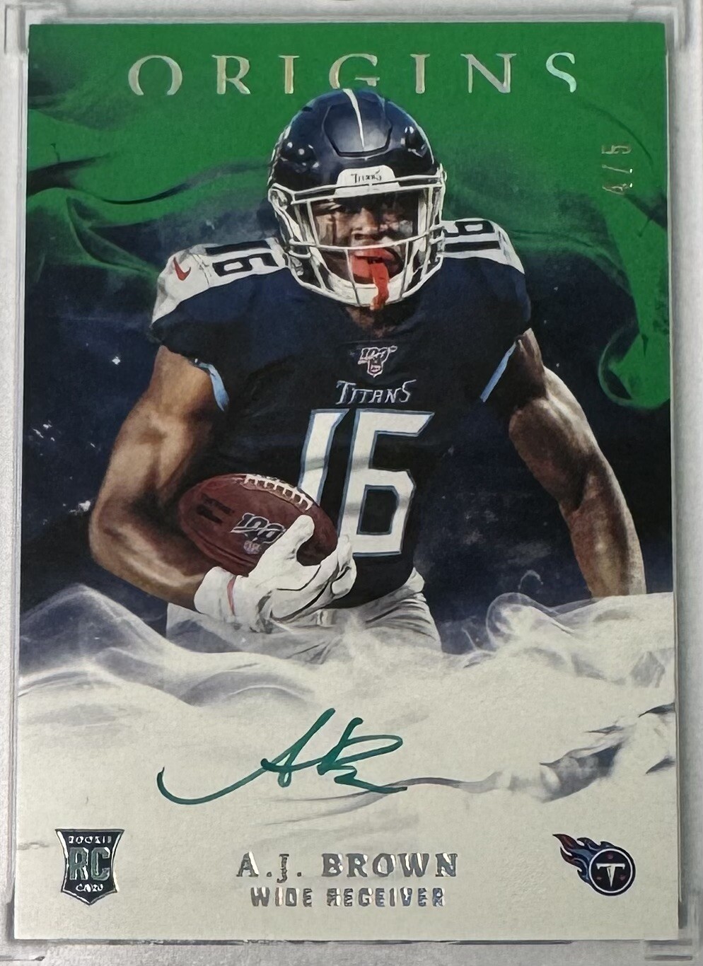 2019 Panini Origins Aj Brown Rookie ON CARD AUTO Green Insert /5 #RA-AJ ...
