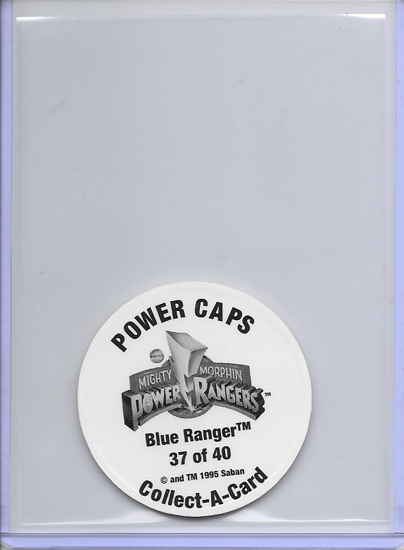 1995 Power Rangers Blue Ranger Power Caps Milk Cap/POG Card #37 In Top ...