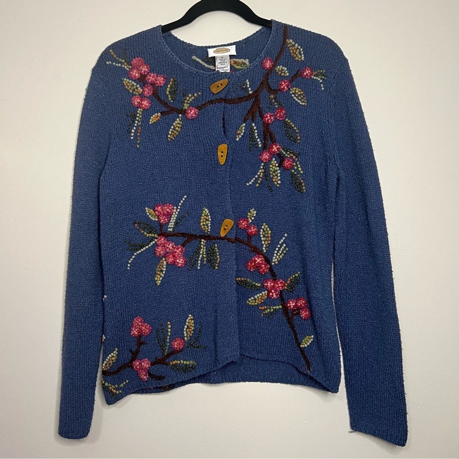 Talbots Embroidered Cardigan Sweater Silk Blend Flora… - Gem