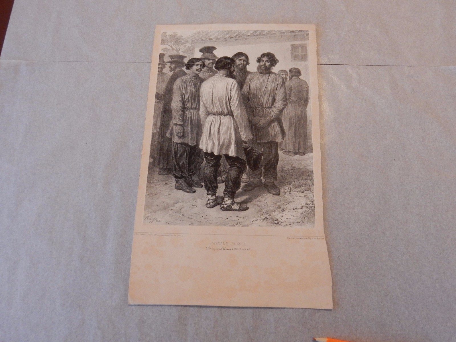 RUSSIAN SERF unfree peasant of the Russian Empire, ORIG ENGRAVING 1840S ...
