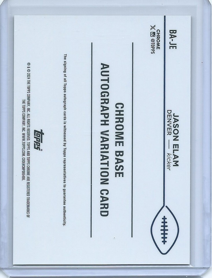 2024 Topps Chrome Jason Elam Auto #BA-JE Gold Geometric Refractor #23/50 Broncos | eBay