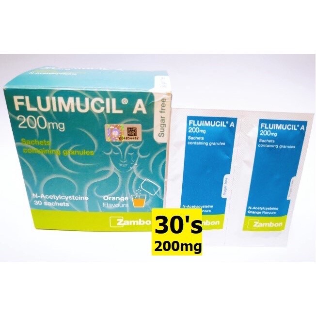 Fluimucil A 200mg 30 Sachets Granules Clear Phlegm Orange Flavor FREE ...