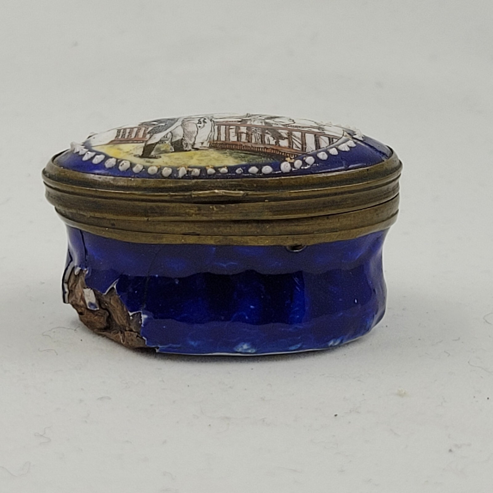 Antique Enamel Mirrored MARRIAGE Trinket Box Snuff Box Victorian 1800s ...