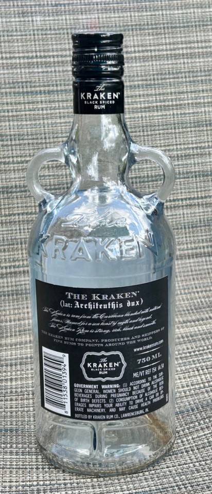 The Kraken Black Spiced Rum Empty 750 ML Black label Glass Bottle 70 ...