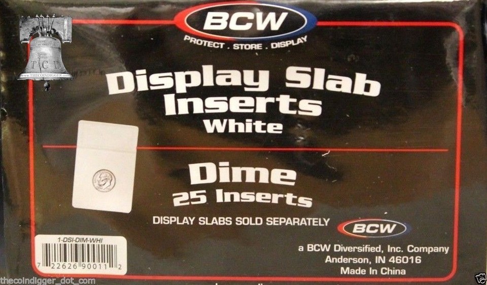 25 BCW Mercury Barber Dime Display Slab INSERTS 18mm White Foam Coin ...