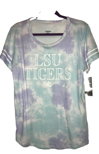 LSU WOMENS TIE-DYE S SLV T-SHIRT XL PASTEL CLOUD-DYE SCOOP NECK 100% ...
