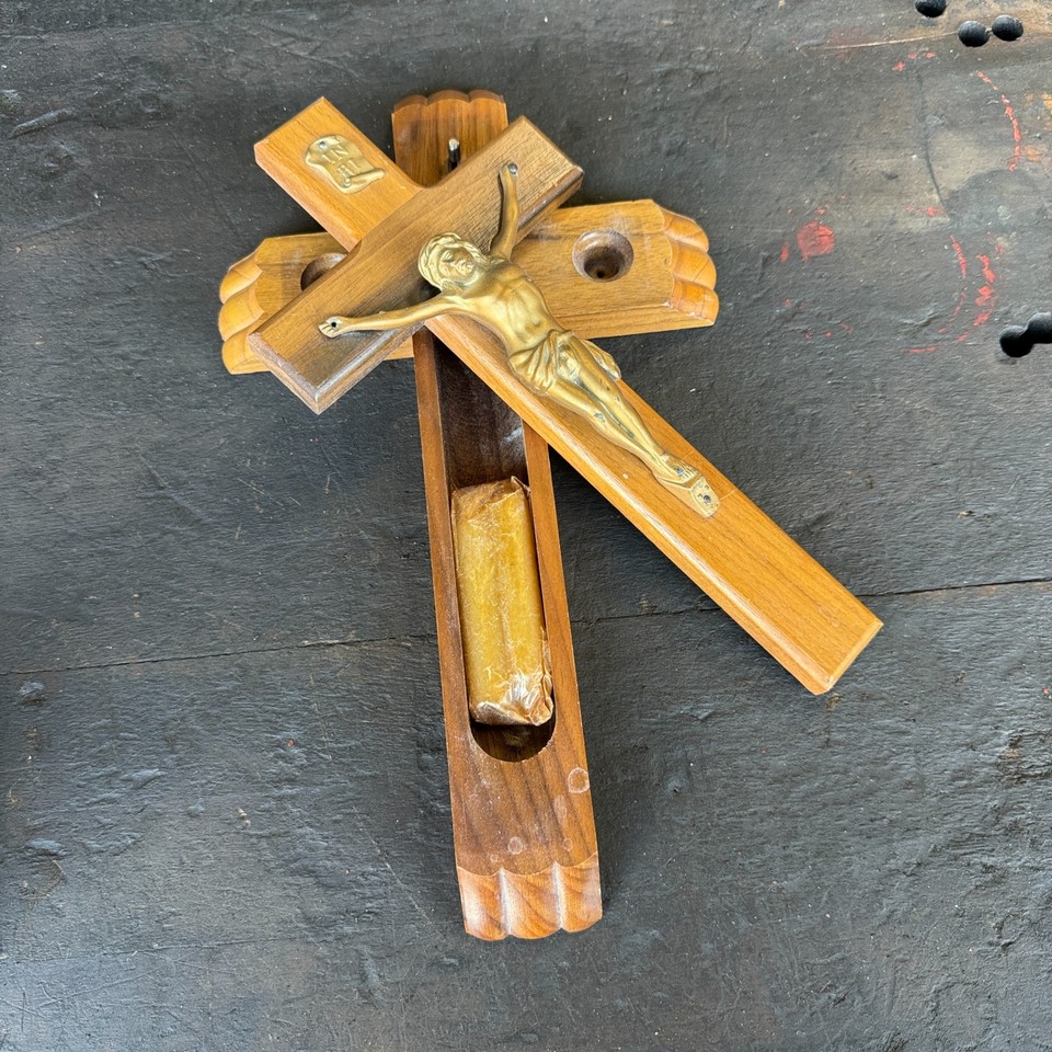 Vintage Catholic Crucifix Cross Sick Call Last Rites Kit INRI w/ Metal ...