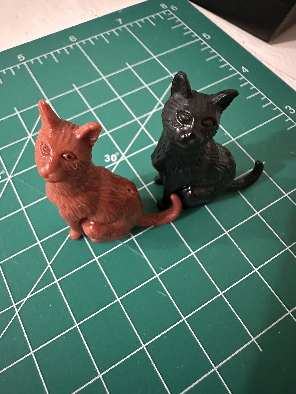Lot Of 2 Miniature Cats Kittens Figurines Black Orange Resin Or PVC ...