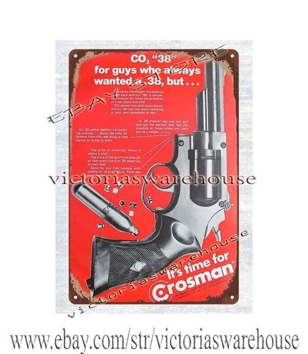 room plaque 1972 BB rifle CO2 Hand Gun firearm ammo tin sign | eBay