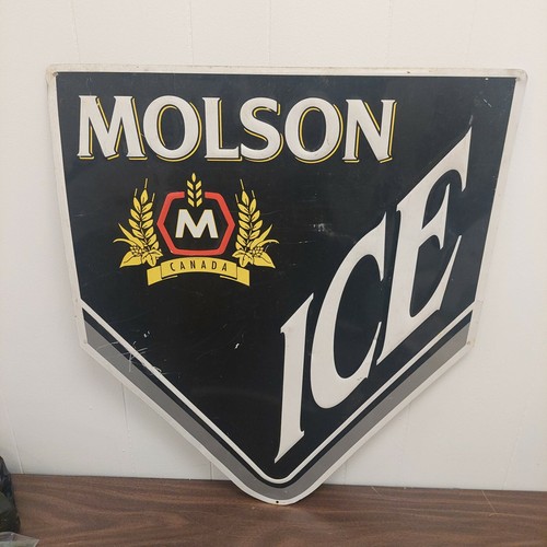 MOLSON ICE Canada 30" x 25" Embossed Metal Retail Sign Beer Man Cave ...