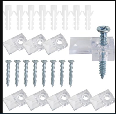 10 Set Wall Mirror Holder Clips Kit with Screws & Anchors Drywall ...