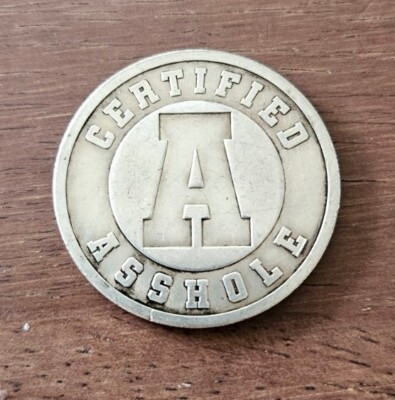 official a**hole certified a$$hole coin 1.5" metal token golf marker ...