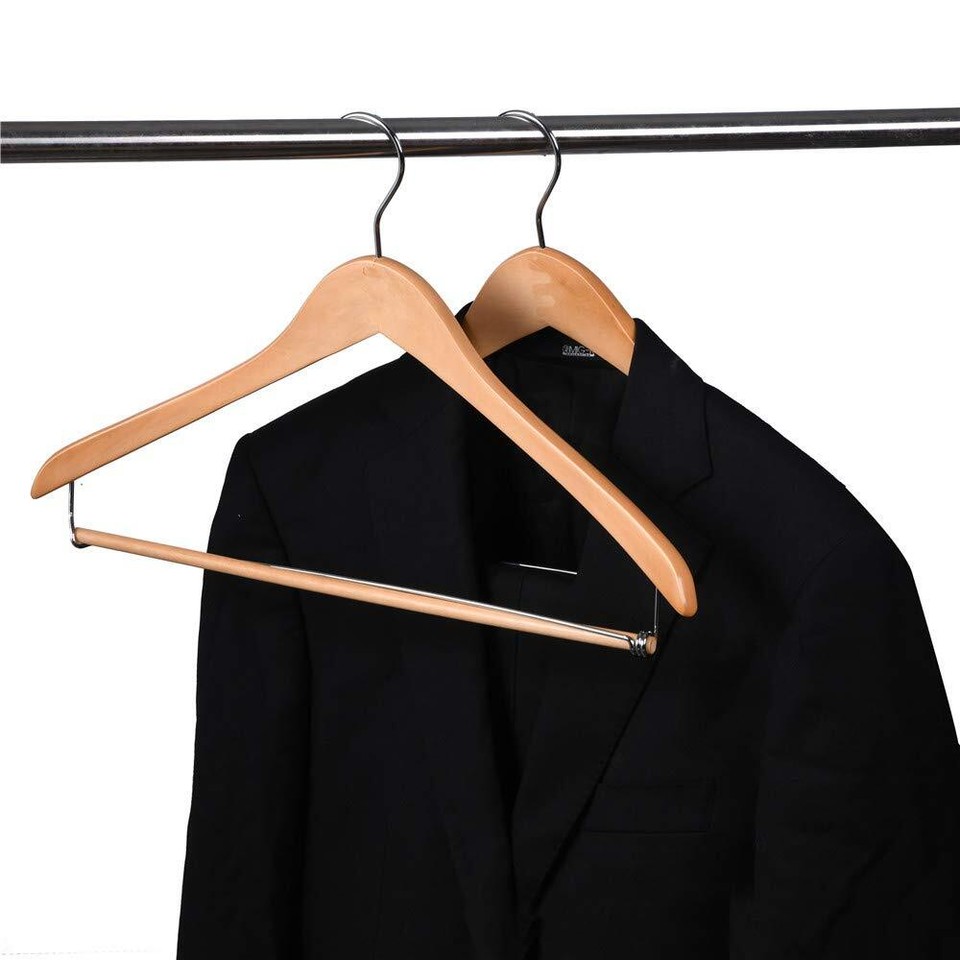 Wooden Hangers Beautiful Sturdy Suit Coat Hangers with Locking Bar ...