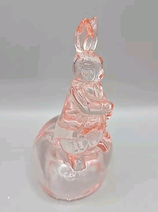 Pink Glass Standing Bunny Rabbit Easter Taper Candle Holder Egg Shaped ...