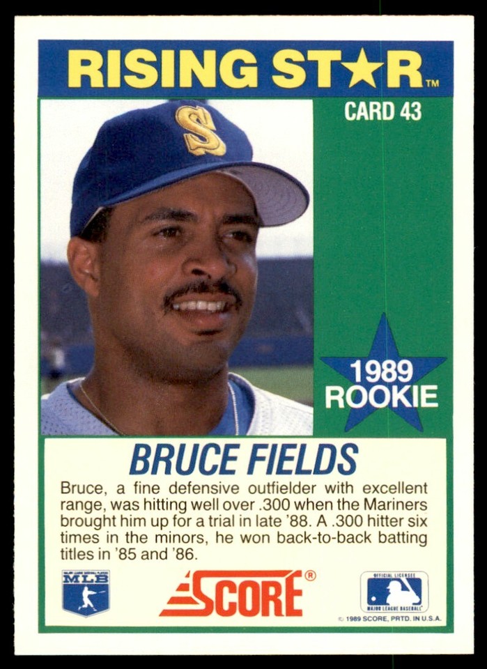 1989 Score Hottest 100 Rising Stars Bruce Fields Seattle Mariners #43 ...