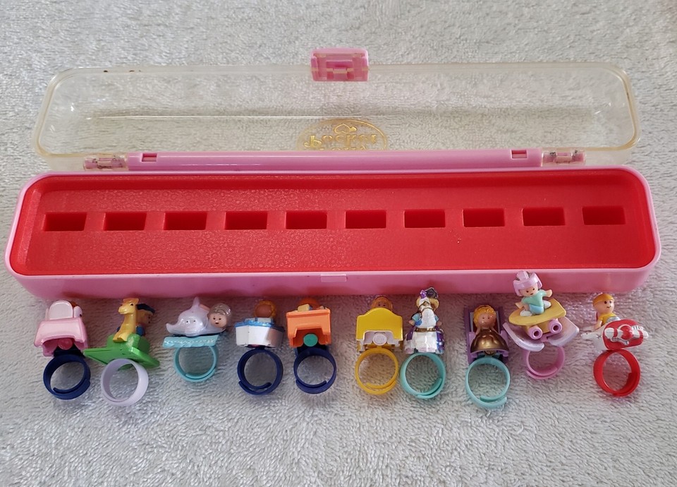 Vintage POLLY POCKET Ring Collecting Case With 10 Complete Rings ...