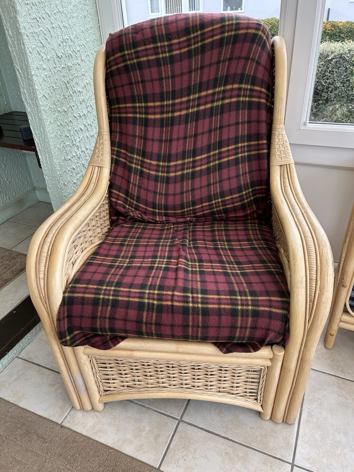 Conservatory Cane Furniture 2 Chairs, Sofa And Stool Set | eBay UK