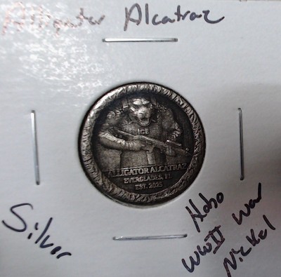 HOBO Alligator Alcatraz 2 ICE Agent Made From A REAL WWII Silver Nickel ...