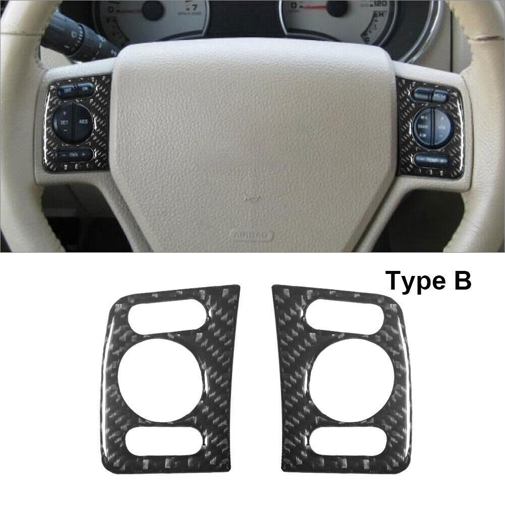 For Ford Explorer Carbon Fiber Interior Steering Wheel Button Cover ...