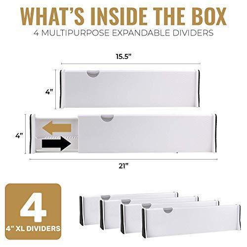RAPTUROUS Extra-Long Drawer Divider - 4 Inches High, Expands from 15.5 ...