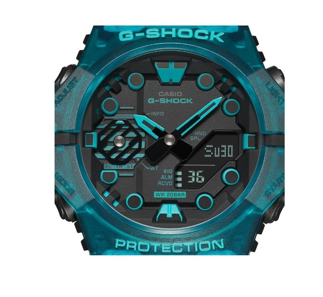 Casio G-Shock Analog-Digital Transparent Turquoise Blue-Black Watch ...