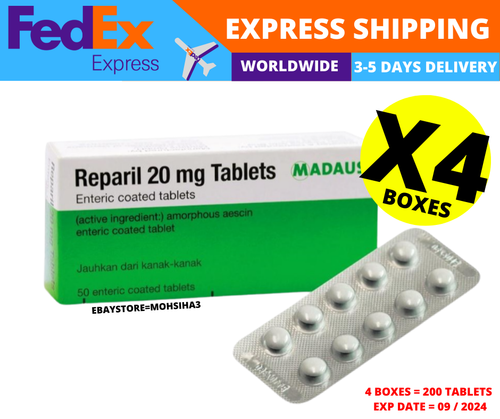 4 X REPARIL 20MG TABLETS 50's FOR REDUCES SWELLING & INFLAMMATION -FREE ...