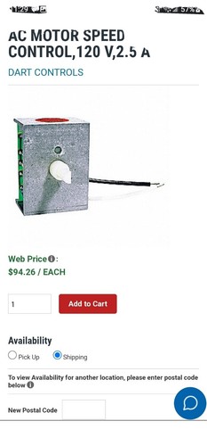 Dart Controls AC MOTOR SPEED CONTROL,120 V,2.5 A | eBay