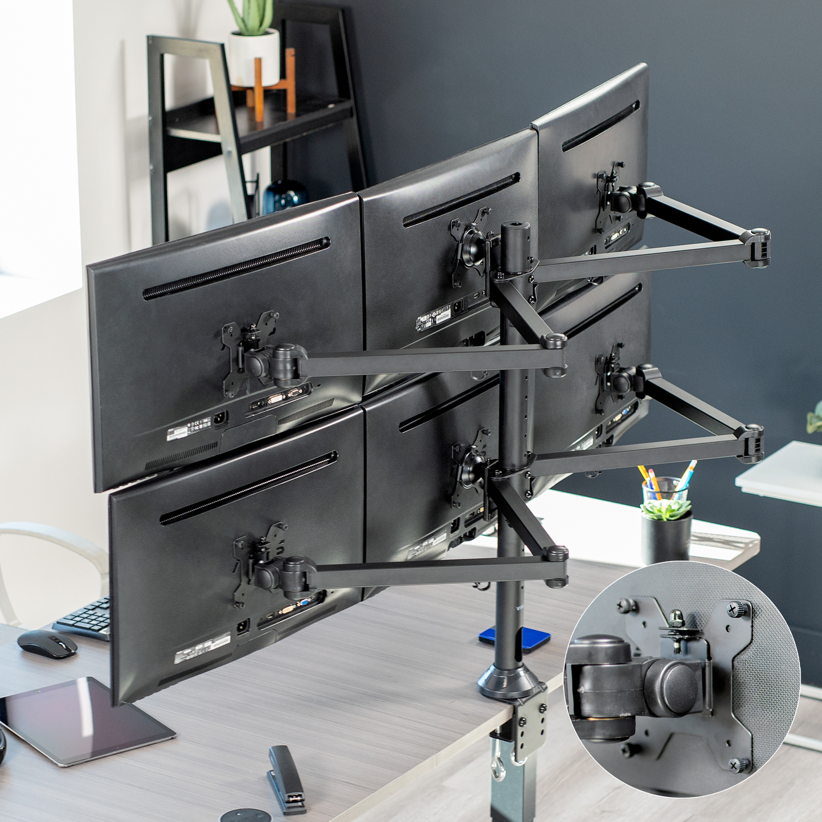 VIVO Steel Hex Monitor Desk Mount Adjustable Stand | Six (6) Screens up ...