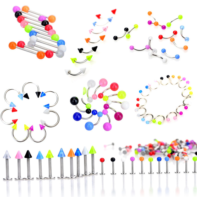 50/90X Mixed Bulk Lots Body Piercing Eyebrow Jewelry Set Belly Tongue ...