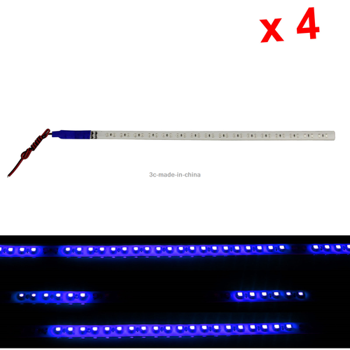 4x Blue Flexible Strip Light 30CM 1FT 12' Knight Rider Flash Strobe ...