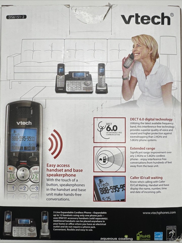 VTech | DS6151 Two (2) Handset 2-Line Answering System with Dual Caller ...