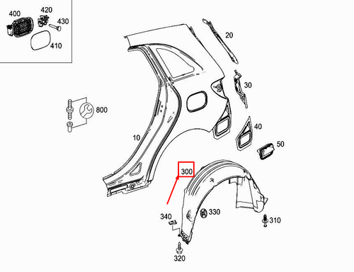 MERCEDES-BENZ B W246 Rear Right Arch Liner A2468800305 NEW GENUINE ...