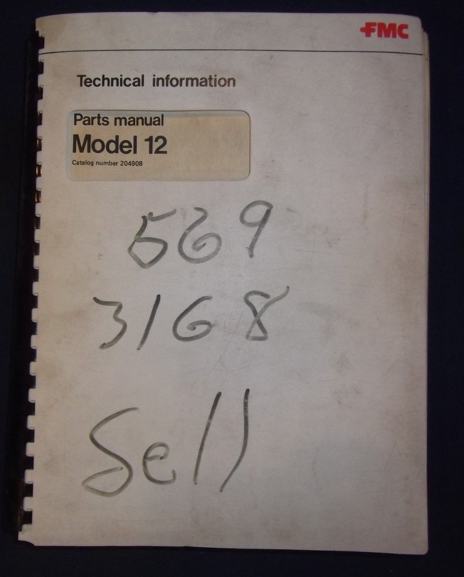 FMC LINK BELT VANGUARD MODEL 12 STREET SWEEPER PARTS MANUAL BOOK ...