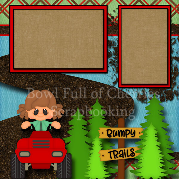 OFF ROAD ~ ATV DIRT BIKE ~ 2 premade scrapbook pages layout printed ...