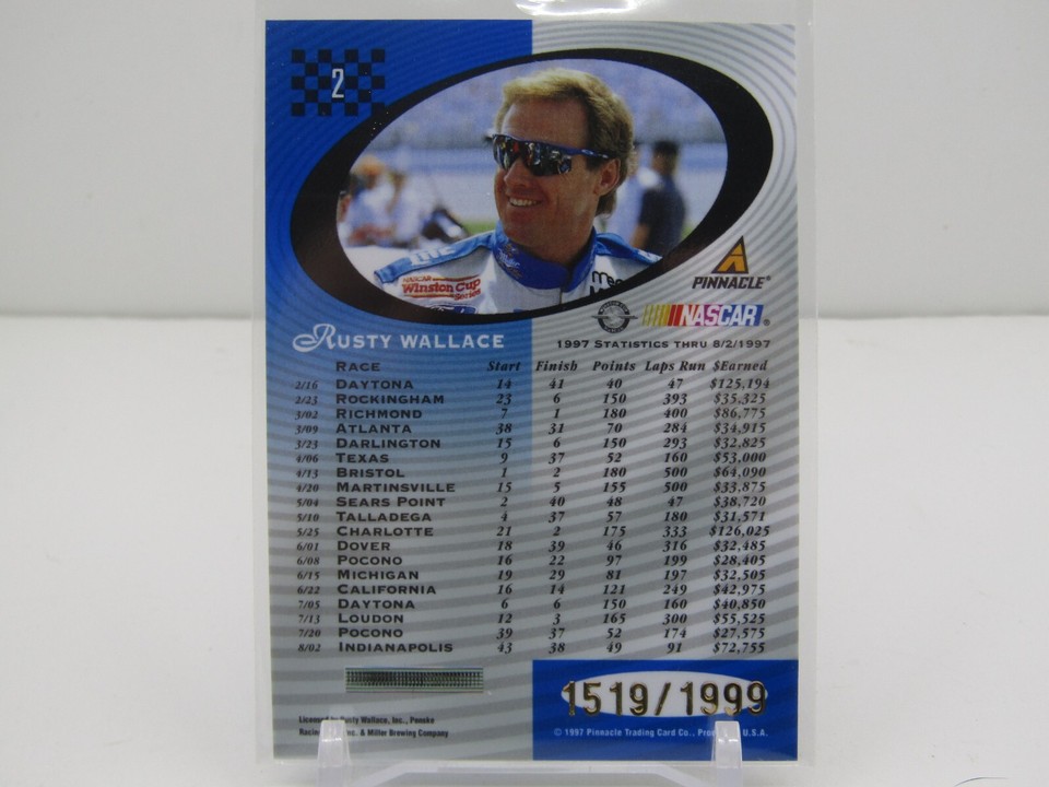 RUSTY WALLACE 1997 TOTALLY CERTIFIED PLATINUM BLUE! UNPEELED! #1519/ ...