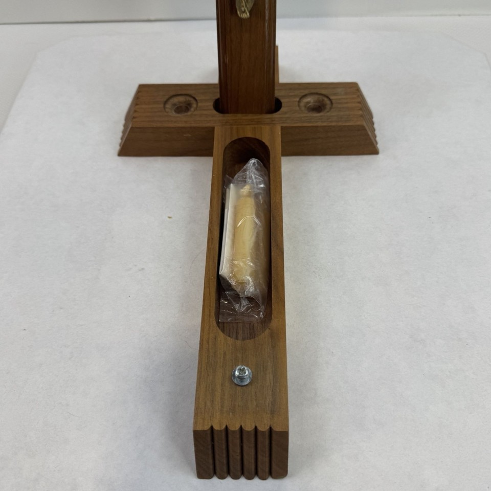 Vintage Crucifix Sick Call Set Walnut Wood Last Rights Cross Catholic ...